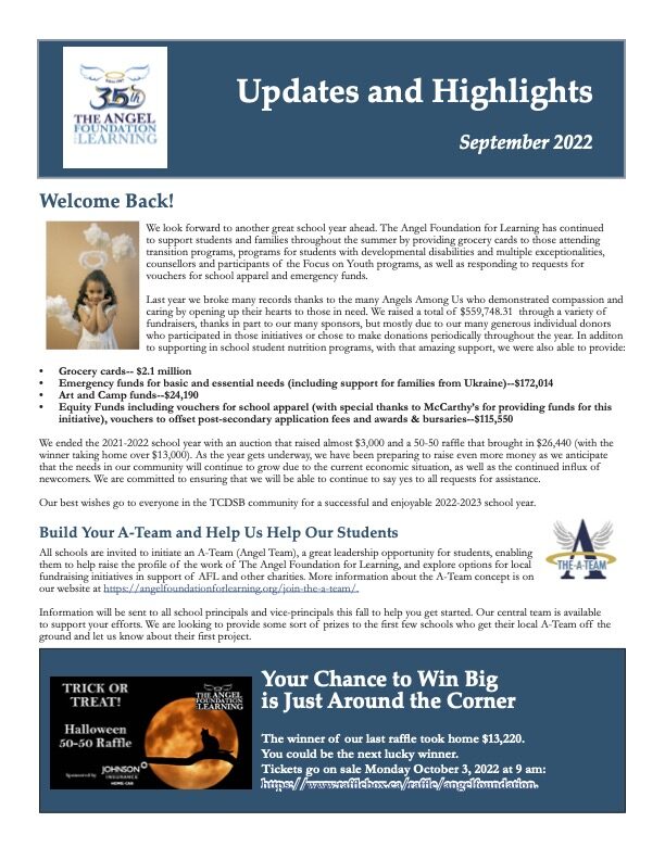 Newsletters – Angel Foundation For Learning